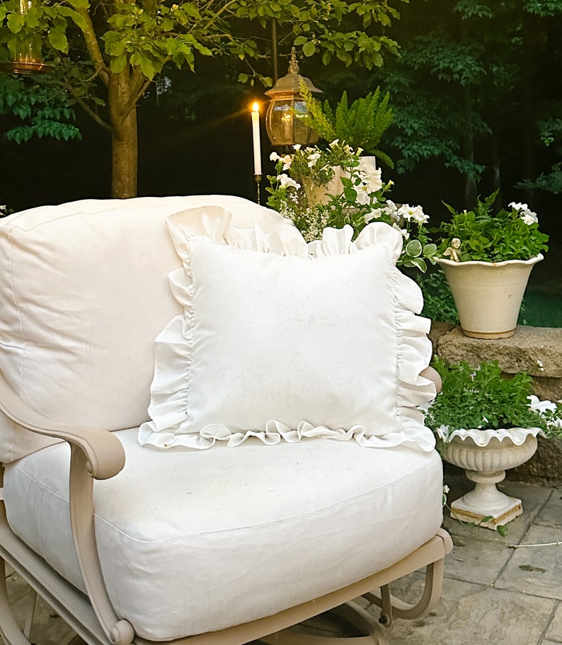 Pure White 18 X 18 Outdoor Ruffle Throw Pillow - Etsy