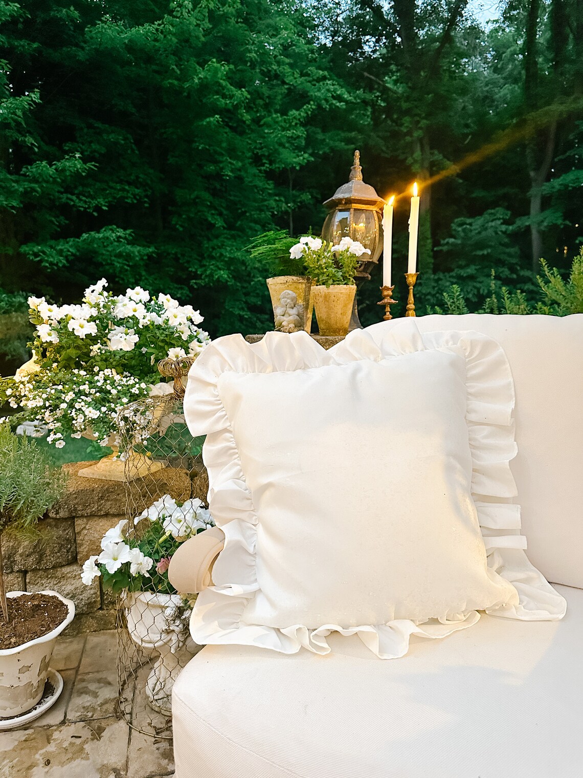 Pure White 18 X 18 Outdoor Ruffle Throw Pillow - Etsy