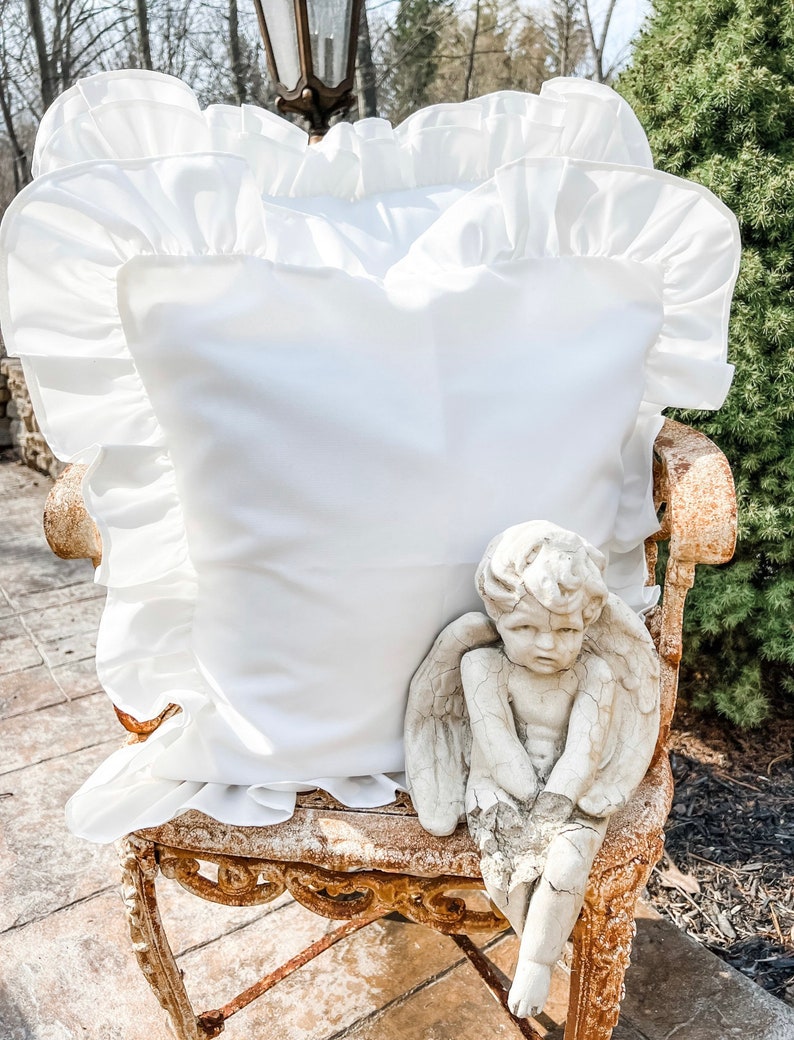 Pure White 18 X 18 Outdoor Ruffle Throw Pillow - Etsy