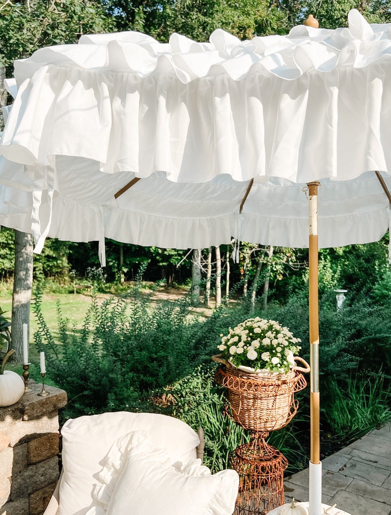 Pure White Outdoor Ruffled Patio Umbrella Cover French - Etsy
