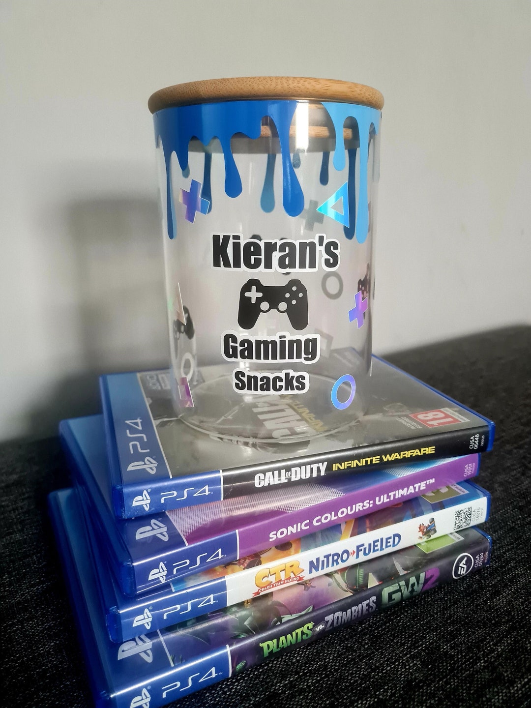 PERSONALISED GAMER JAR / Gamer Snacks / Glass Jar/ Gamer Accessories ...