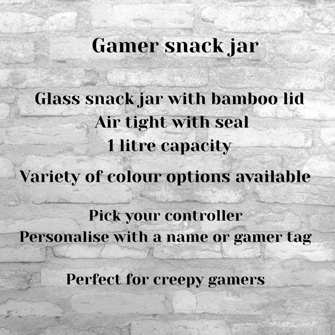 PERSONALISED GAMER JAR / Gamer Snacks / Glass Jar/ Gamer Accessories ...
