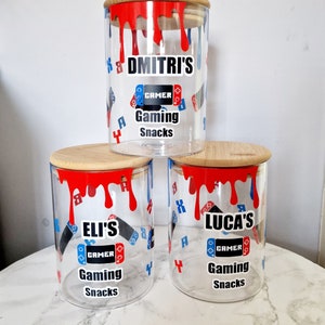 PERSONALISED GAMER JAR / Gamer Snacks / Glass Jar/ Gamer Accessories ...