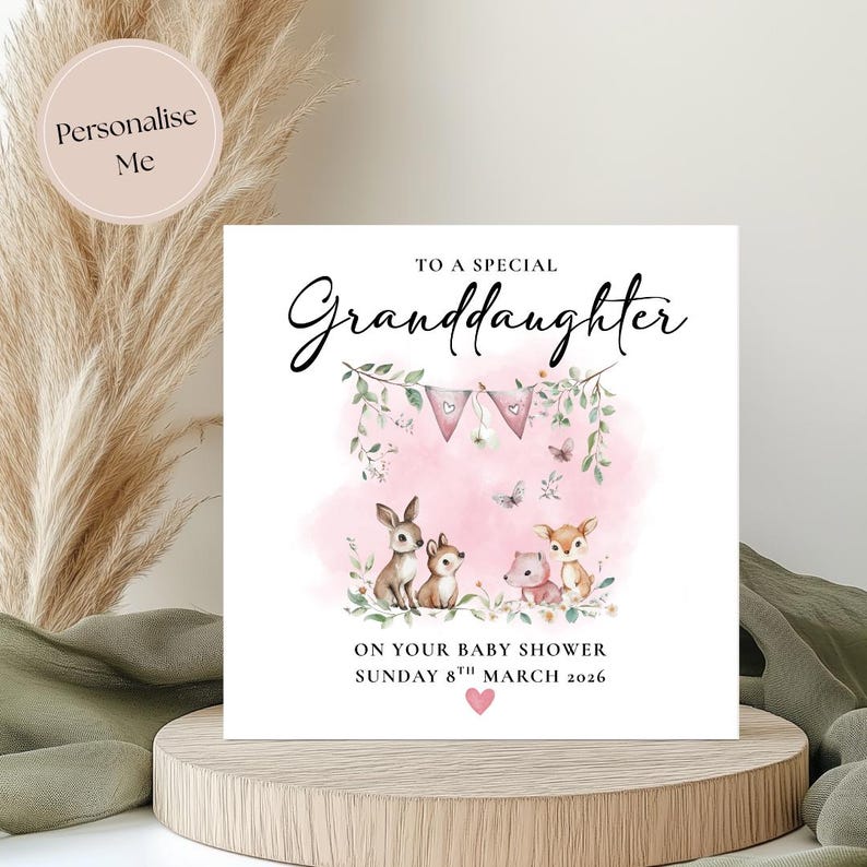 Personalised Baby Shower Card, Watercolour Woodland Animals, New ...