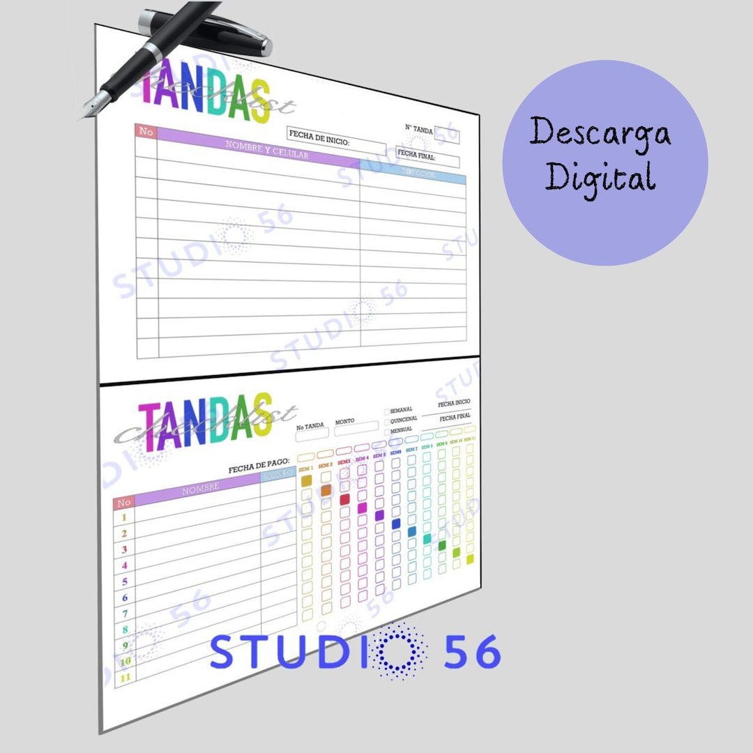 Plantilla Organizadora para Tanda/Contrata/ahorro comunitario / cundina ...