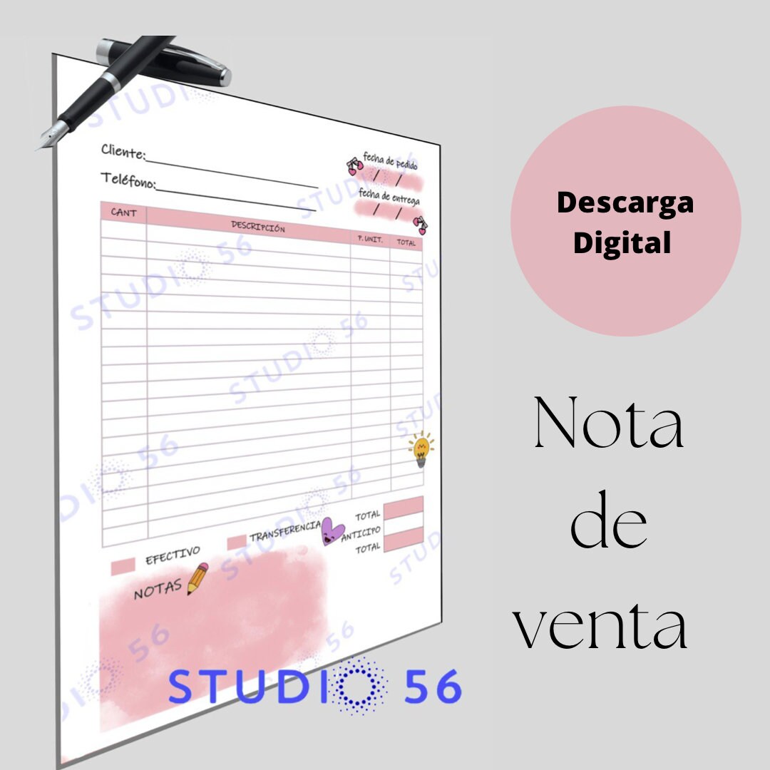 Sales Note/ Order Form/ Invoice Form/ Order Order Downloadable Template ...