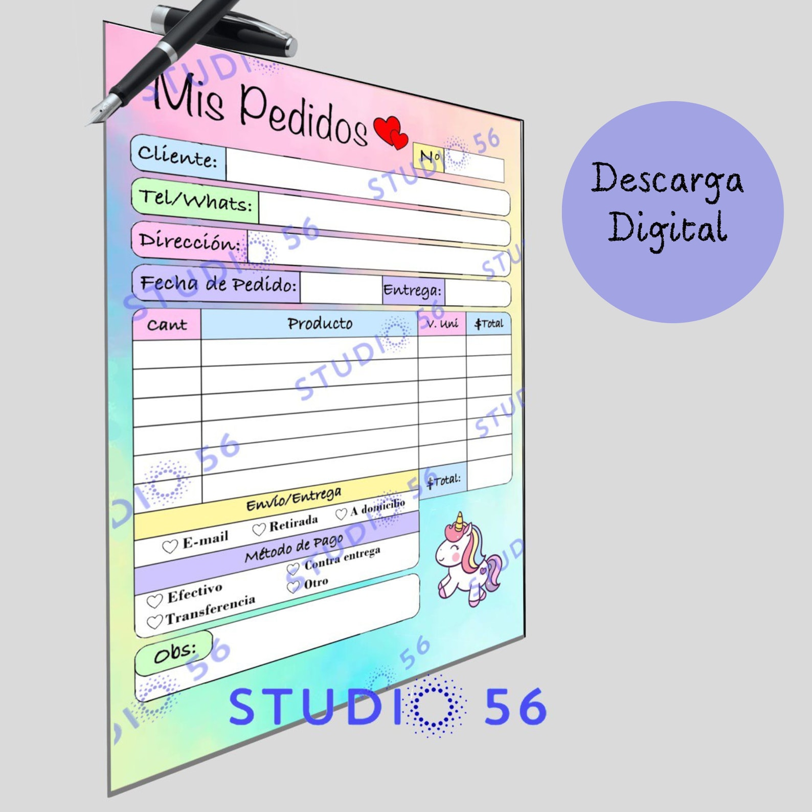 Order template, Plantilla para pedidos. imprimible - Etsy México