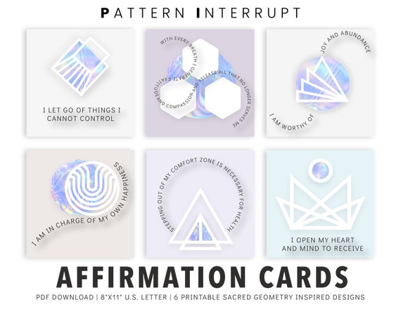 Geometric Oracle Affirmation Cards Printable Self Care - Etsy