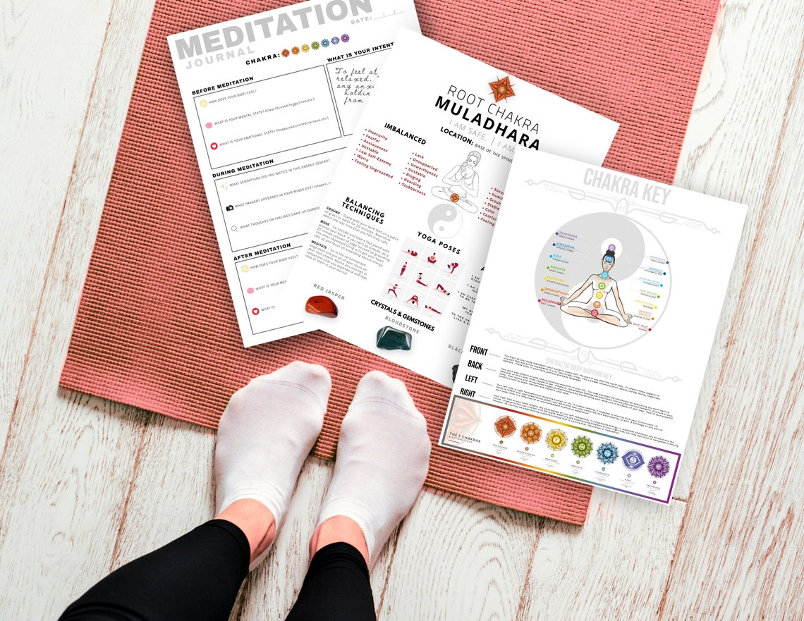 Root Chakra Yoga Meditation Cheat Sheet Printable Chart - Etsy