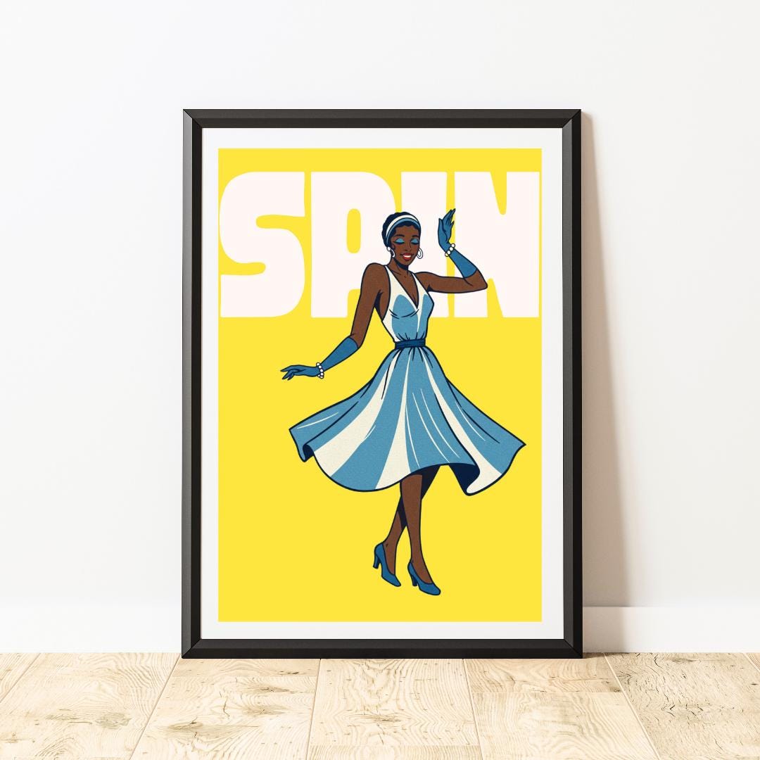 Black Woman Retro Dance Art - Digital Wall Art | African American ...