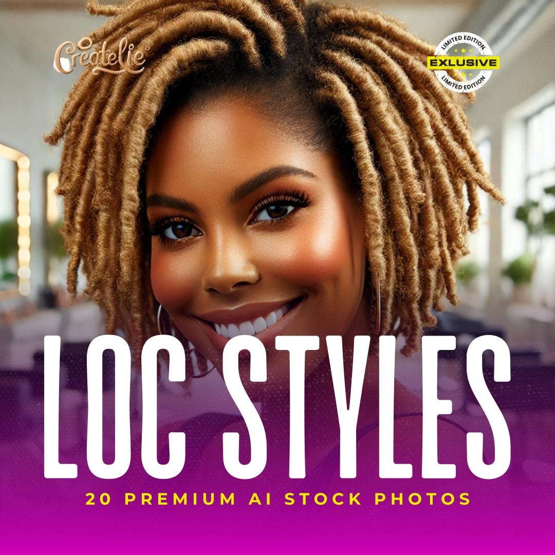 Loc Styles: Premium AI Stock Photo Set | Hair Care PLR | Salon ...