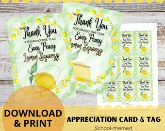 Easy Peasy Lemon Squeezy Teacher Appreciation Card, Student Teacher ...