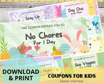 Easter Egg Filler Coupons for Kids Easter Egg Fillers Reward Coupons ...