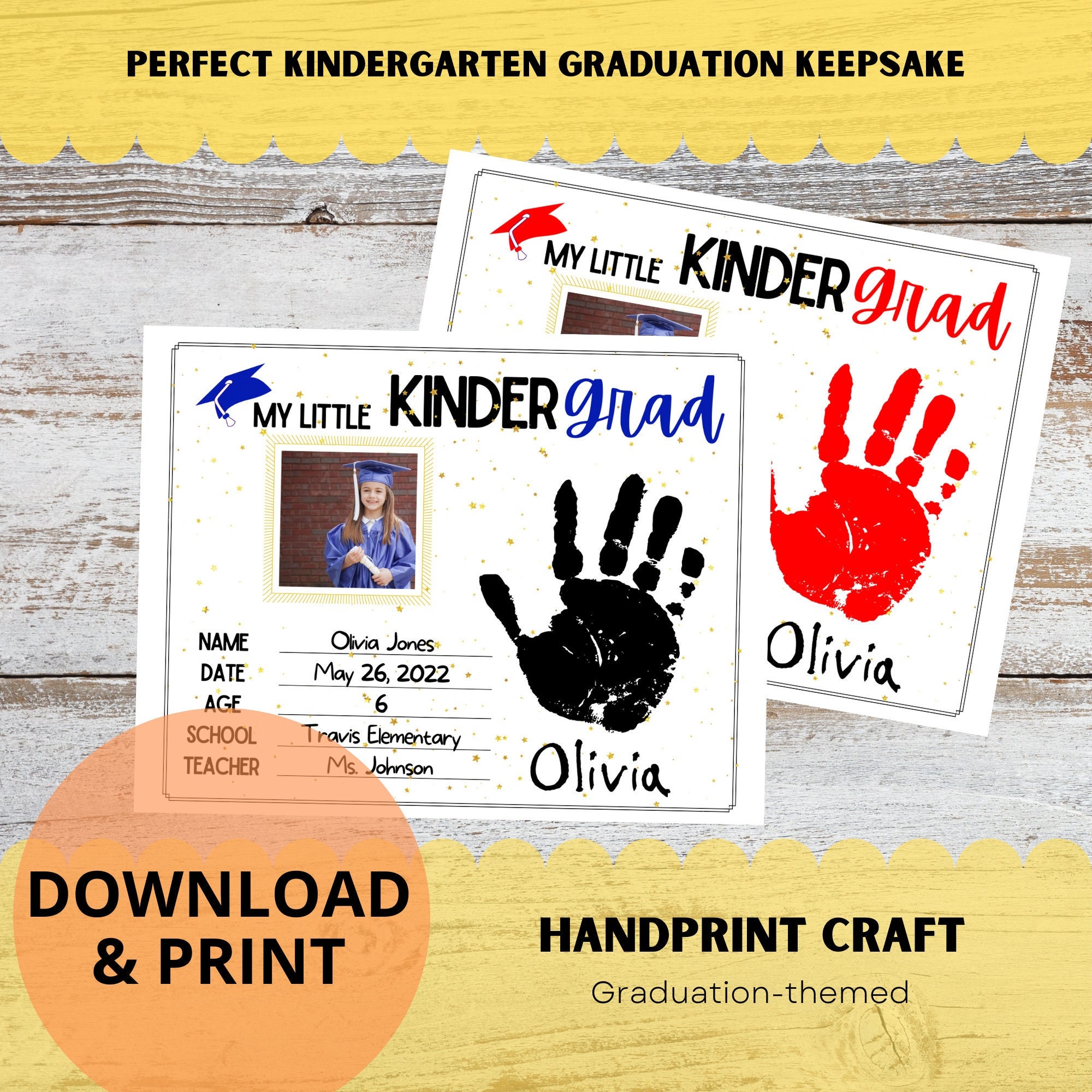 Kindergarten Graduation Certificate | Graduation Keepsake | Handprint ...