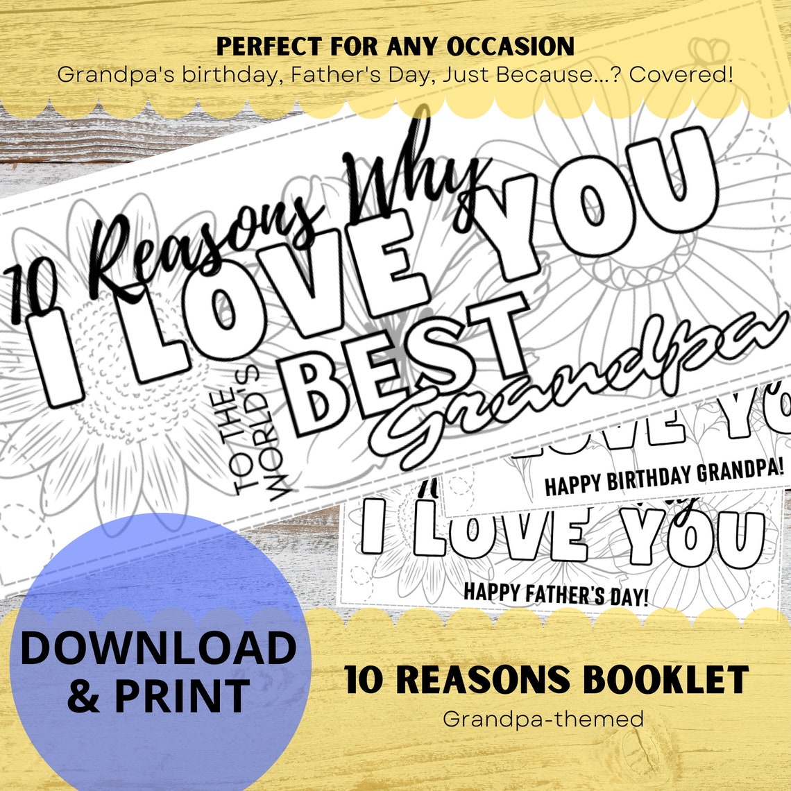 10 Reasons Why I Love You Grandpa Booklet Coloring Activity for Kids ...