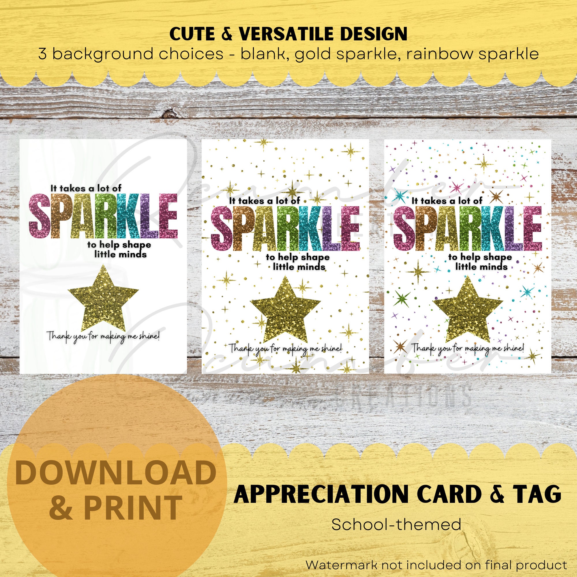 Teacher & Staff Appreciation Card, Gift Tag, Gift Card Holder Takes a ...