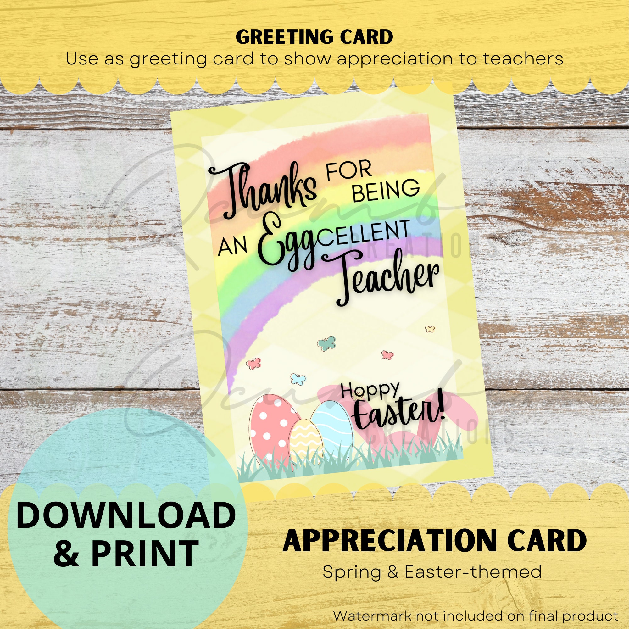 Teacher Appreciation Card Thanks for Being an Eggcellent Teacher Easter ...