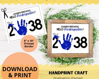 Kindergarten Graduation Handprint Kids Craft | Class of 2037 Keepsake ...
