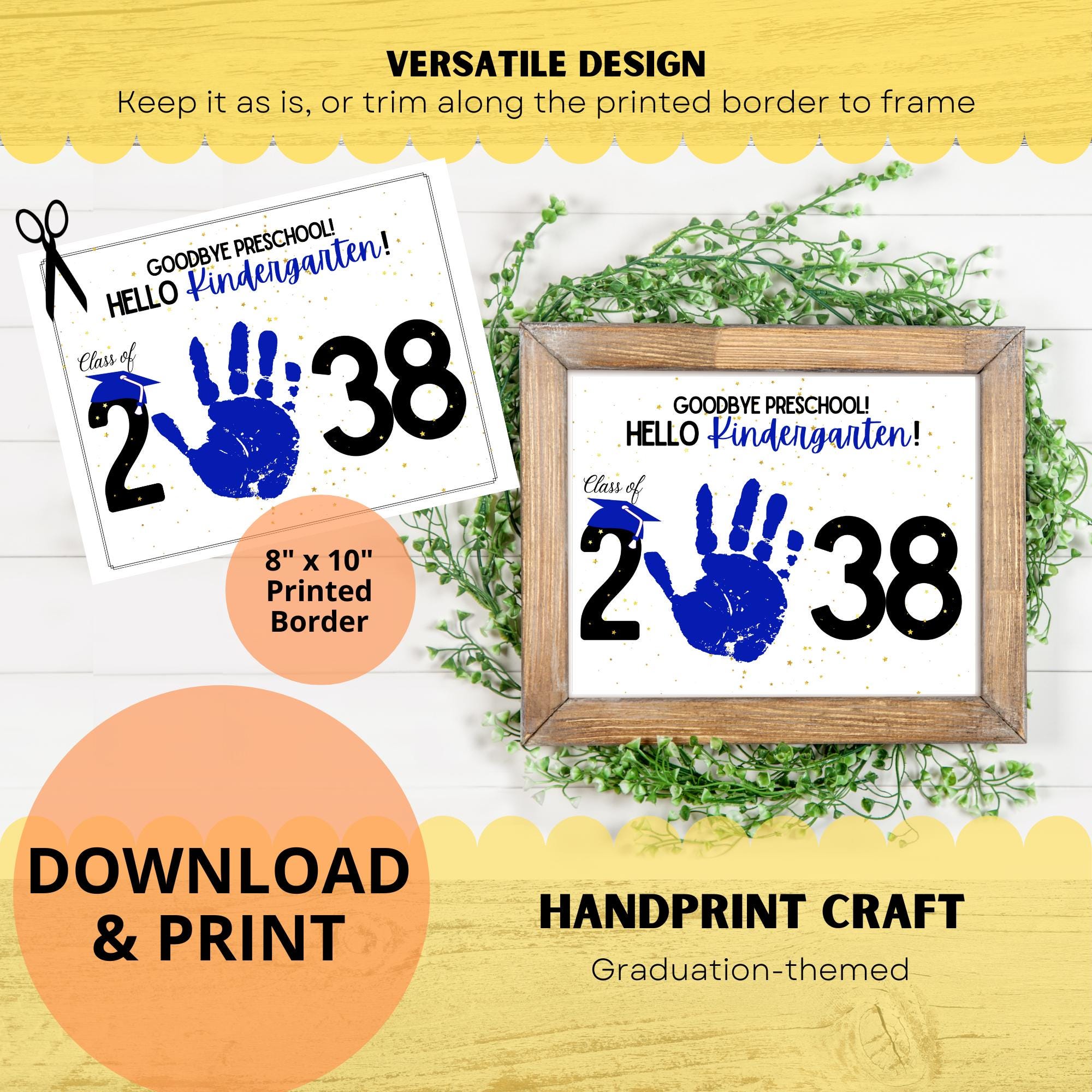 Preschool Graduation Handprint Kids Craft | Class of 2038 Keepsake ...
