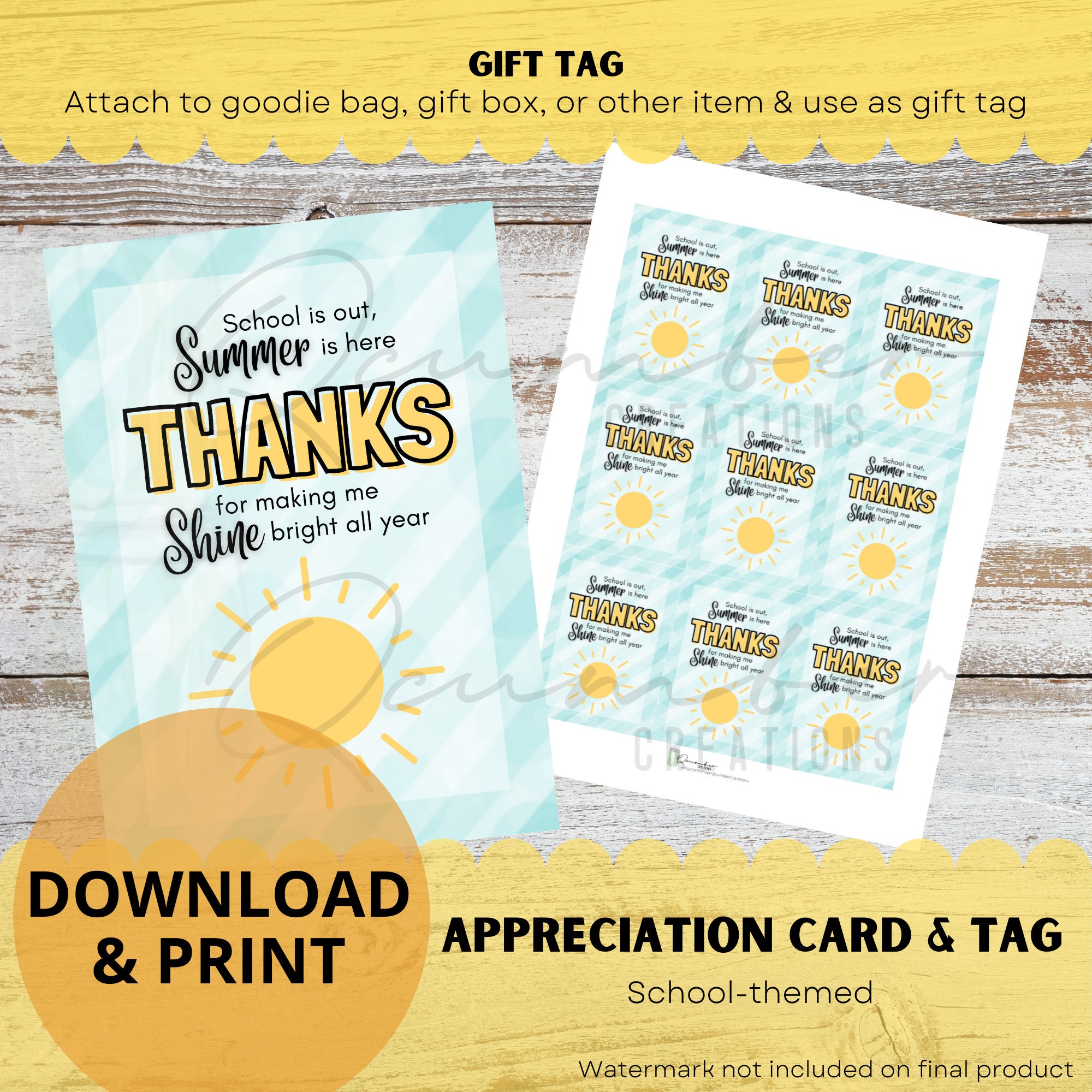 Teacher Appreciation Card, Gift Tag, Gift Card Holder Thanks for Making ...