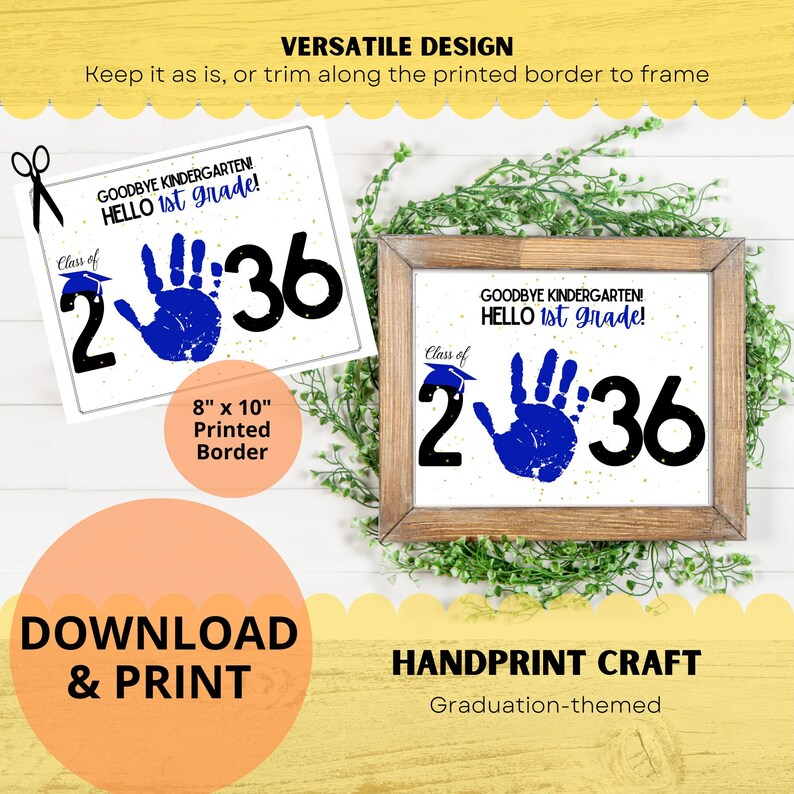 Kindergarten Graduation Handprint Kids Craft Class of 2036 Keepsake ...