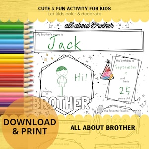 All About Brother | Fill in the Blank Template | Full Color & Coloring ...