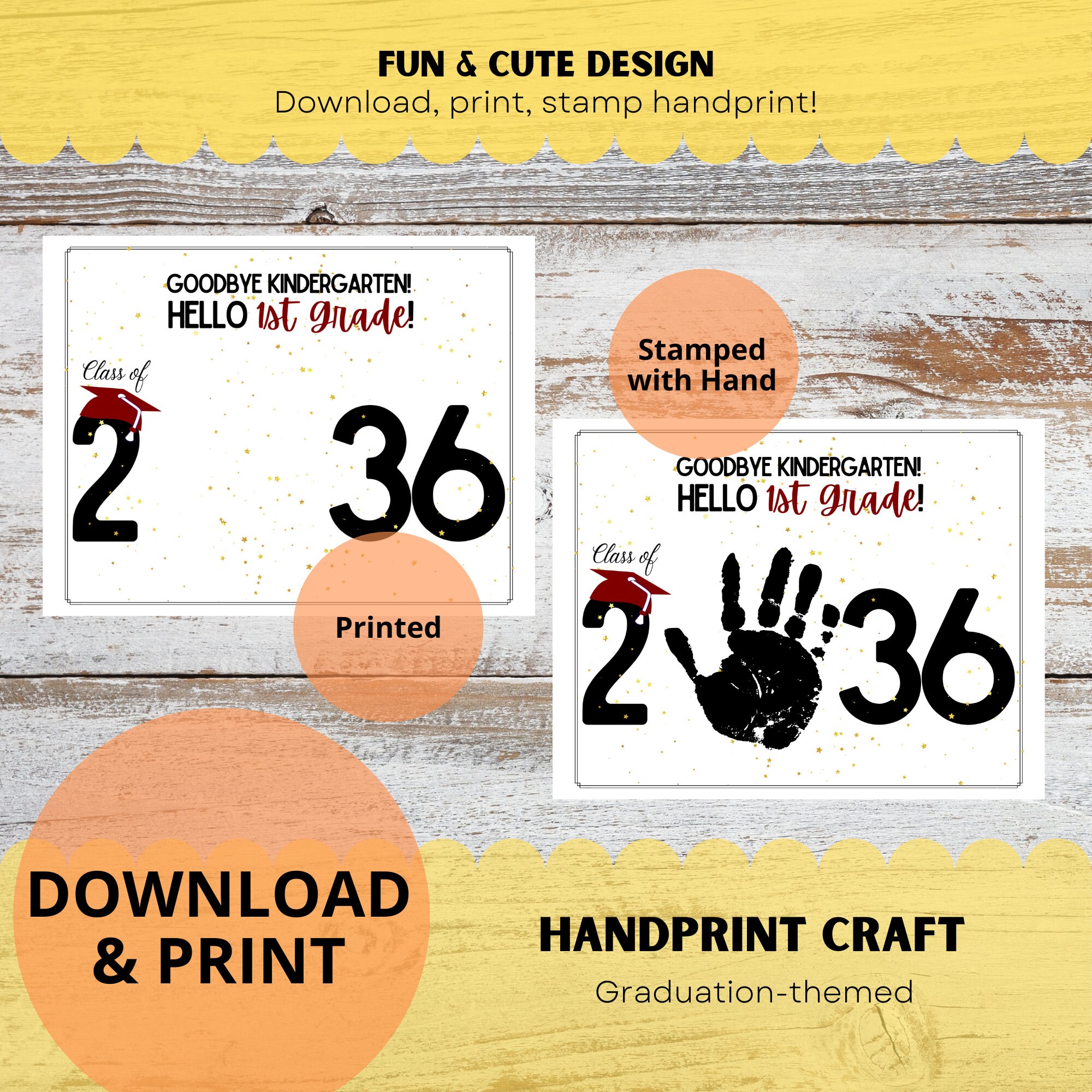 Kindergarten Graduation Handprint Kids Craft Class of 2036 Keepsake ...