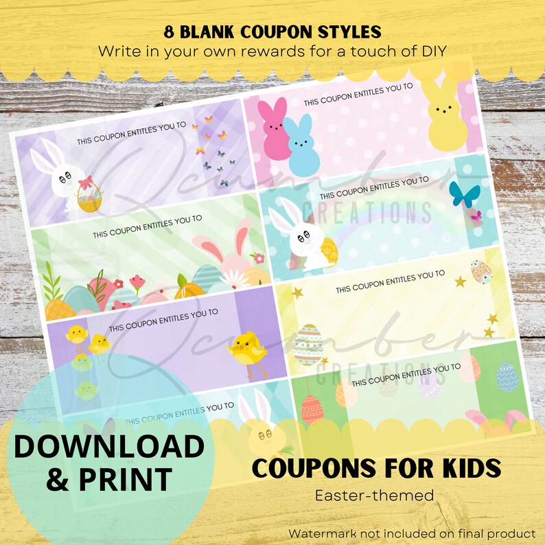 Easter Egg Filler Coupons Reward Coupons for Kids Easter Egg Hunt DIY ...