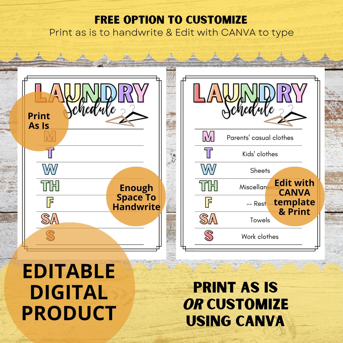 Laundry Schedule Sign | Laundry Routine Reminder | 11 Colors Included ...