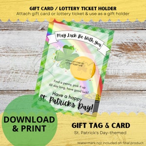 St. Patrick's Day Card or Gift Tag Luck Be W You Lucky Penny Greeting ...