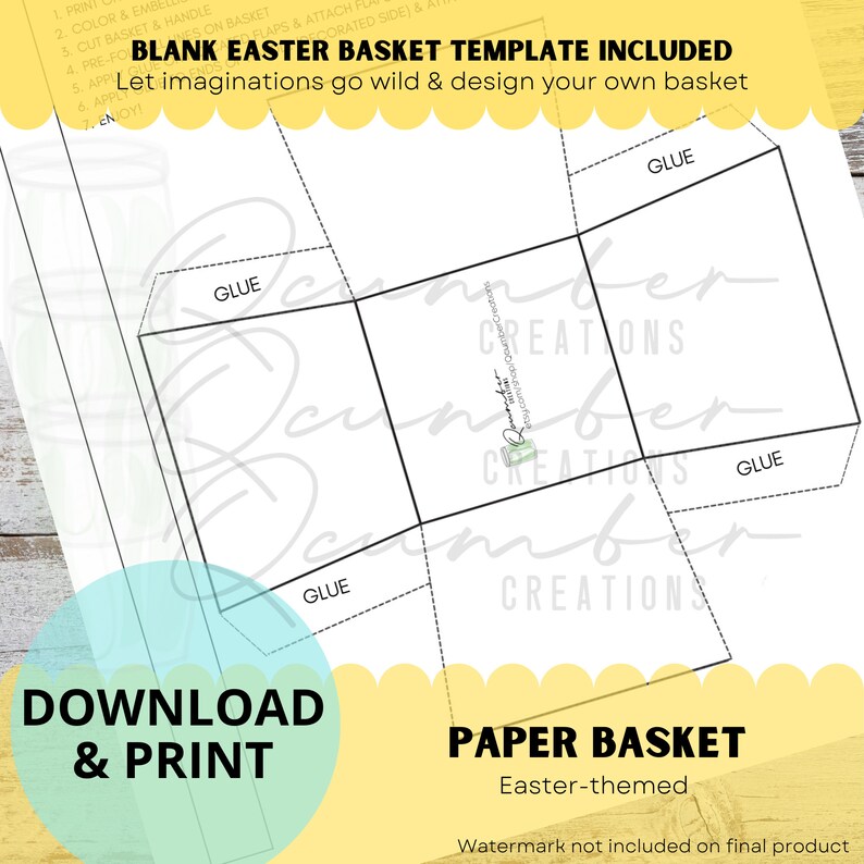 Whimsical Paper Easter Basket Template | Color, Cut, & Glue | DIY Paper ...