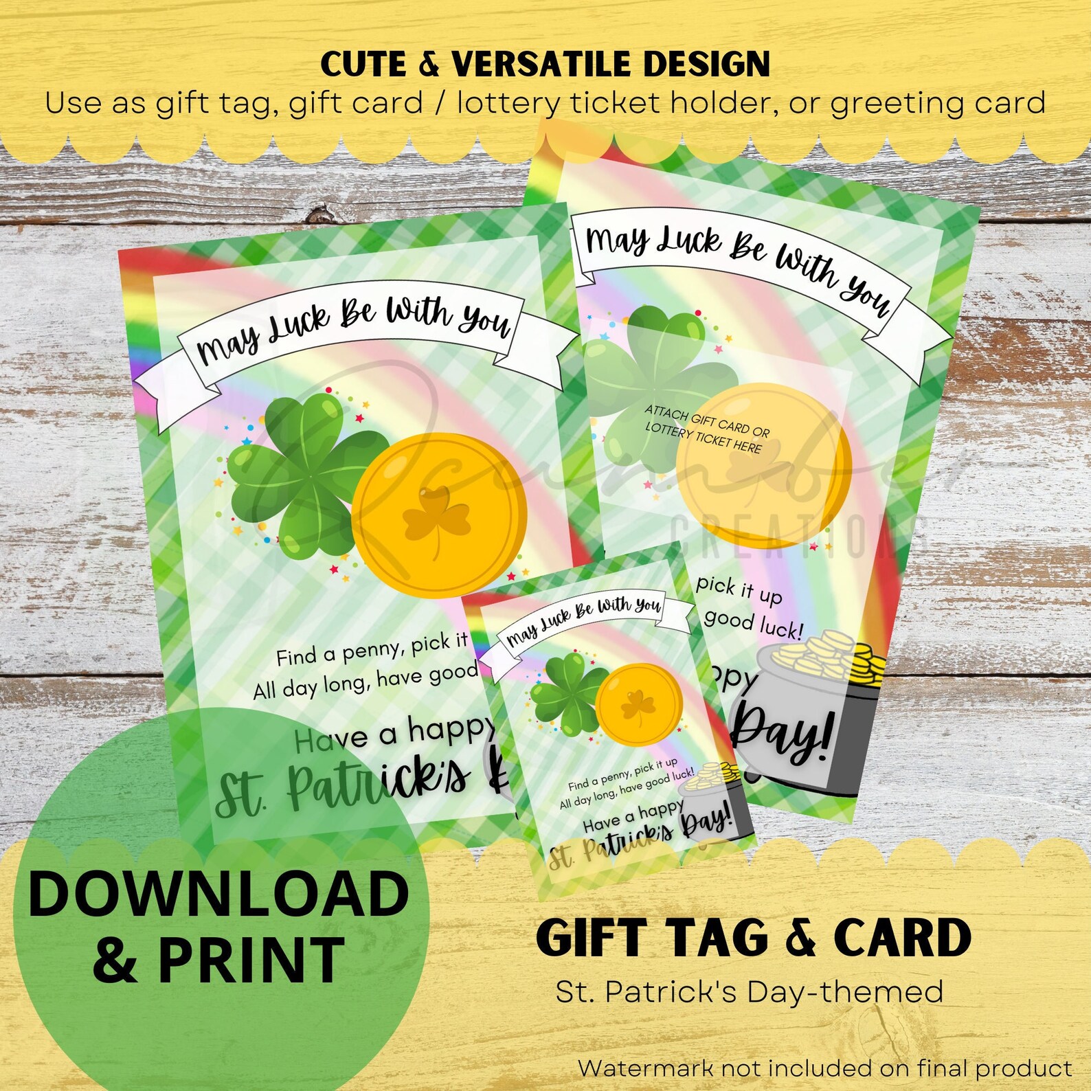 St. Patrick's Day Card or Gift Tag Luck Be W You Lucky Penny Greeting ...