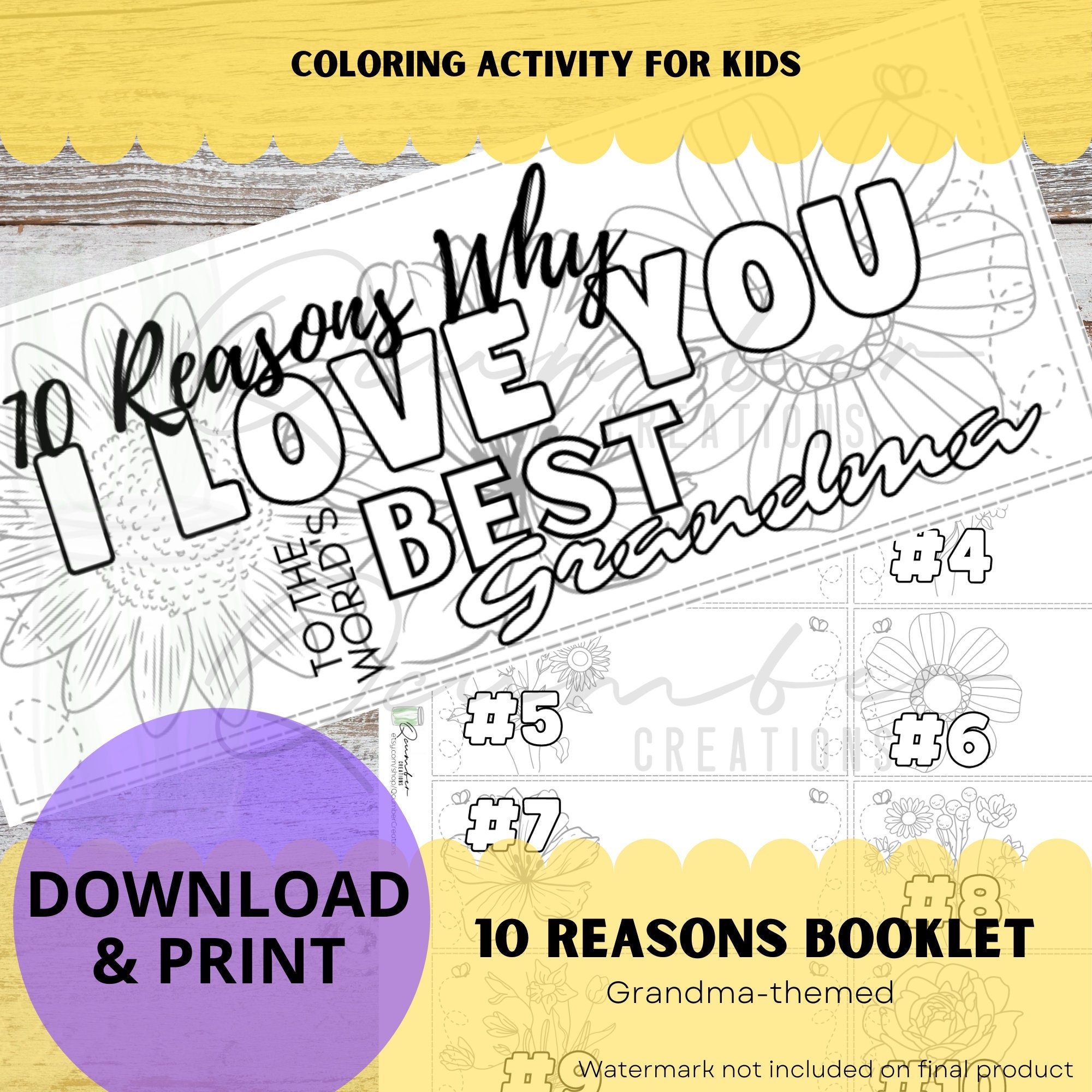 10 Reasons Why I Love You Grandma Booklet | Coloring Activity for Kids ...
