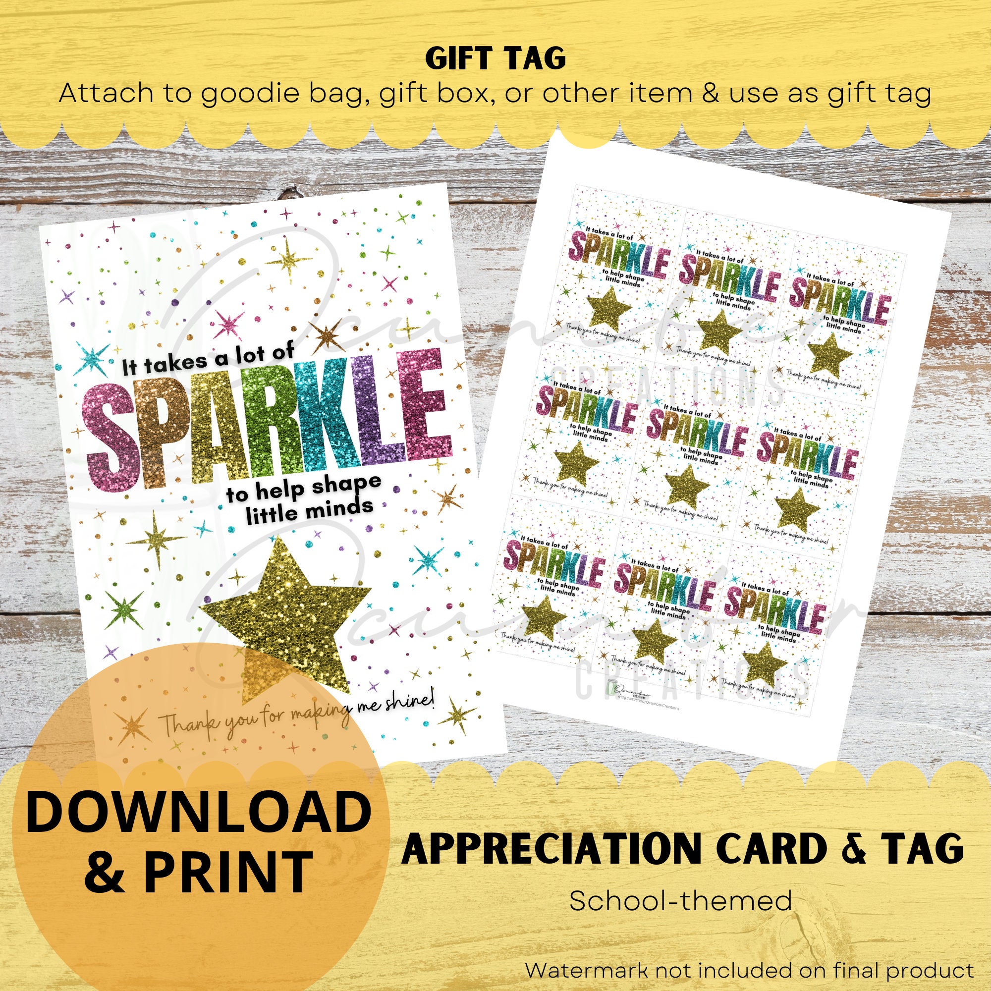 Teacher & Staff Appreciation Card, Gift Tag, Gift Card Holder Takes a ...