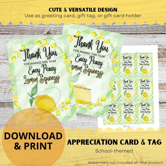 Teacher & Staff Appreciation Card Gift Tag Gift Card Holder | Etsy