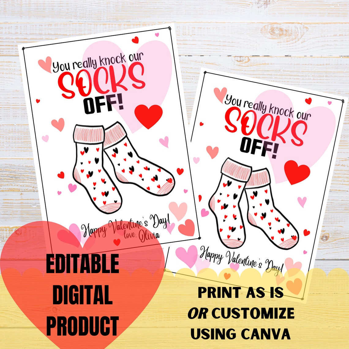 Socks Valentine Card | You Really Knock Our Socks off | Printable ...
