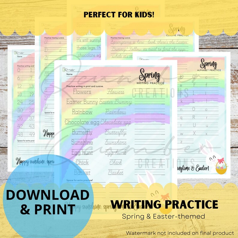 Springtime Writing Bundle Writing Practice Abcs in Print & Cursive ...
