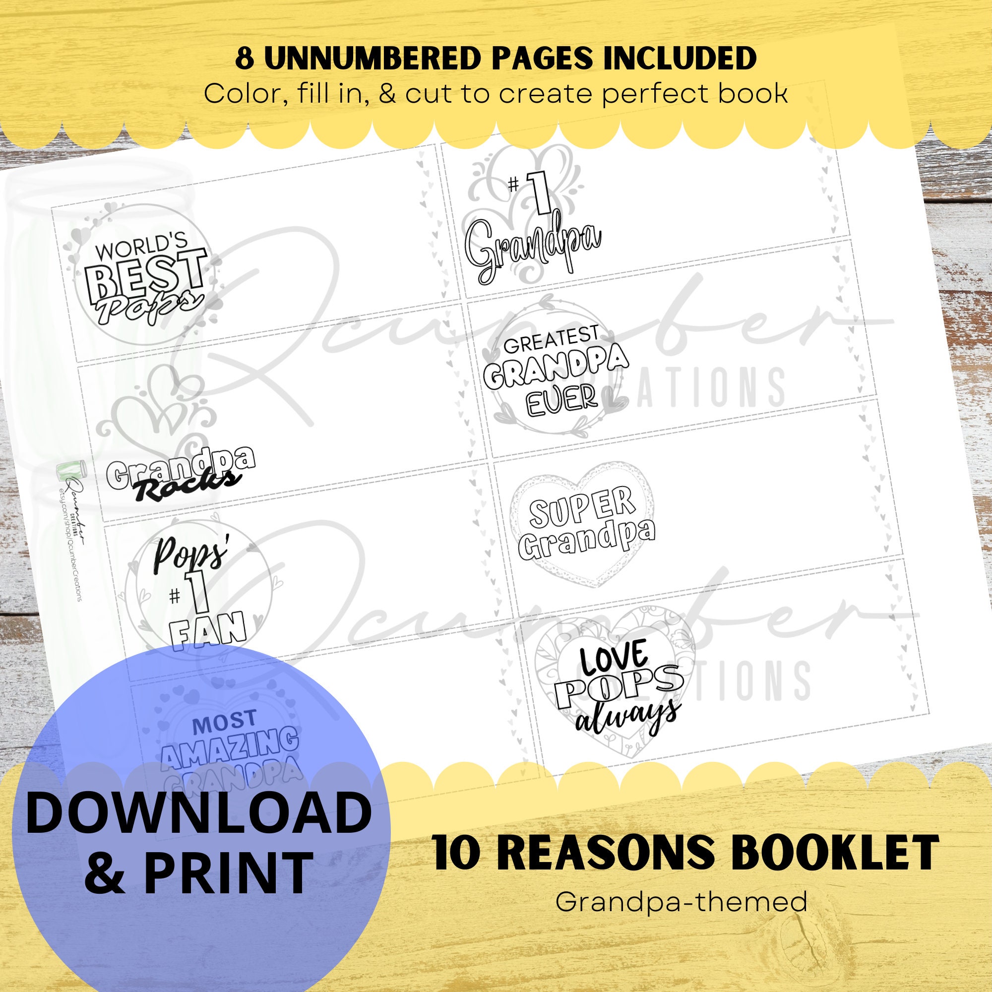 10 Reasons Why I Love You Grandpa Booklet Coloring Activity for Kids ...