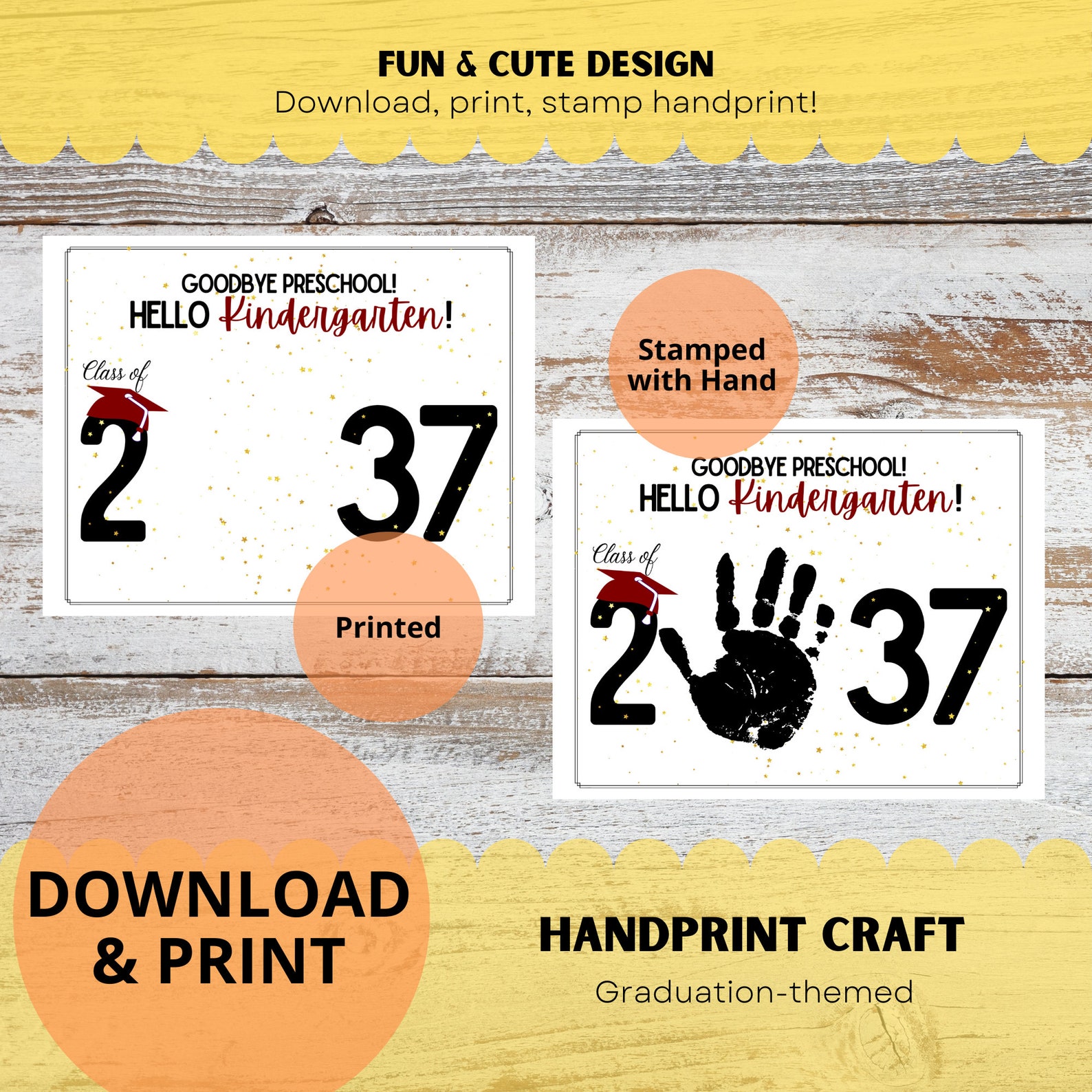 Preschool Graduation Handprint Kids Craft Class of 2037 Keepsake ...