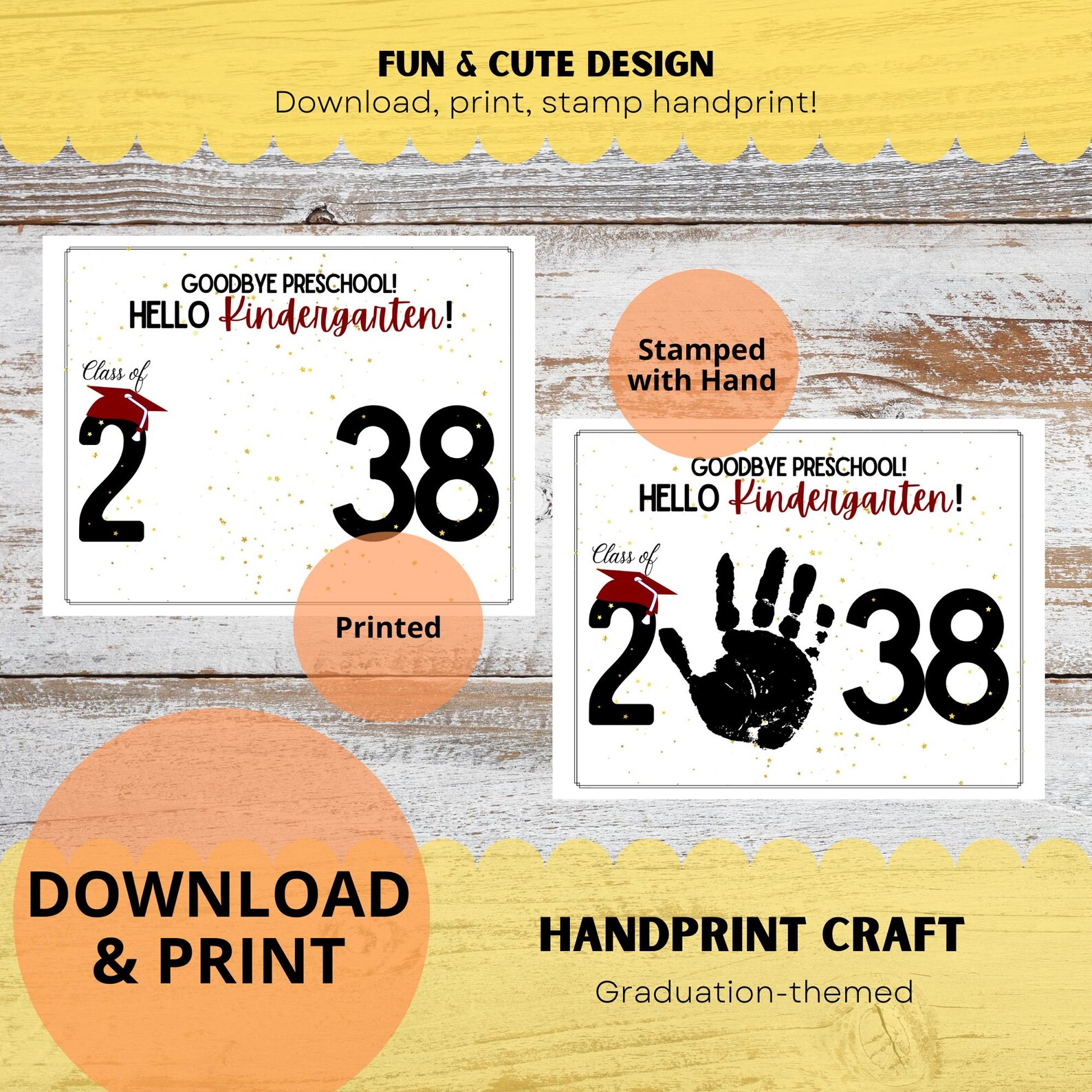 Preschool Graduation Handprint Kids Craft | Class of 2038 Keepsake ...