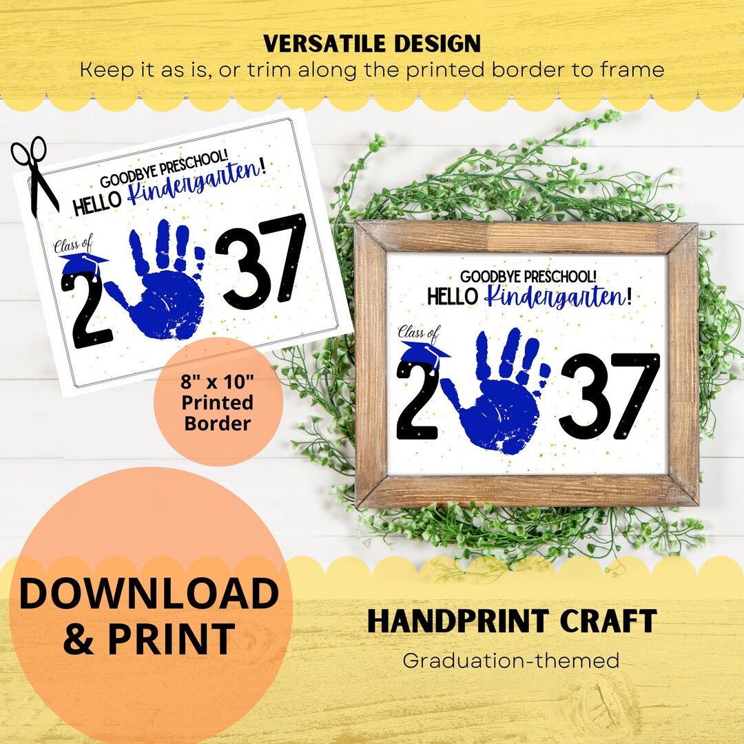 Preschool Graduation Handprint Kids Craft Class of 2037 Keepsake ...