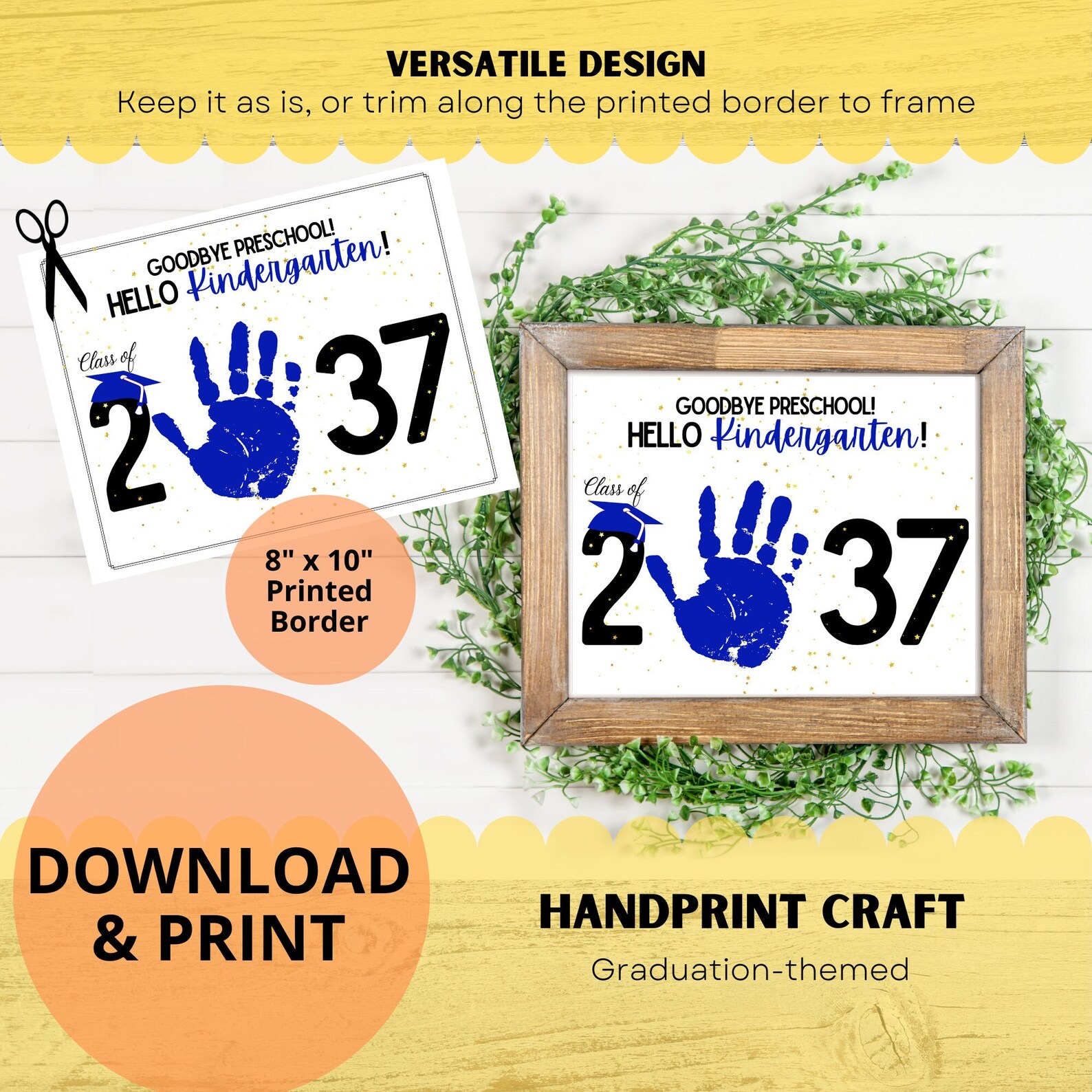 Preschool Graduation Handprint Kids Craft Class of 2037 Keepsake ...