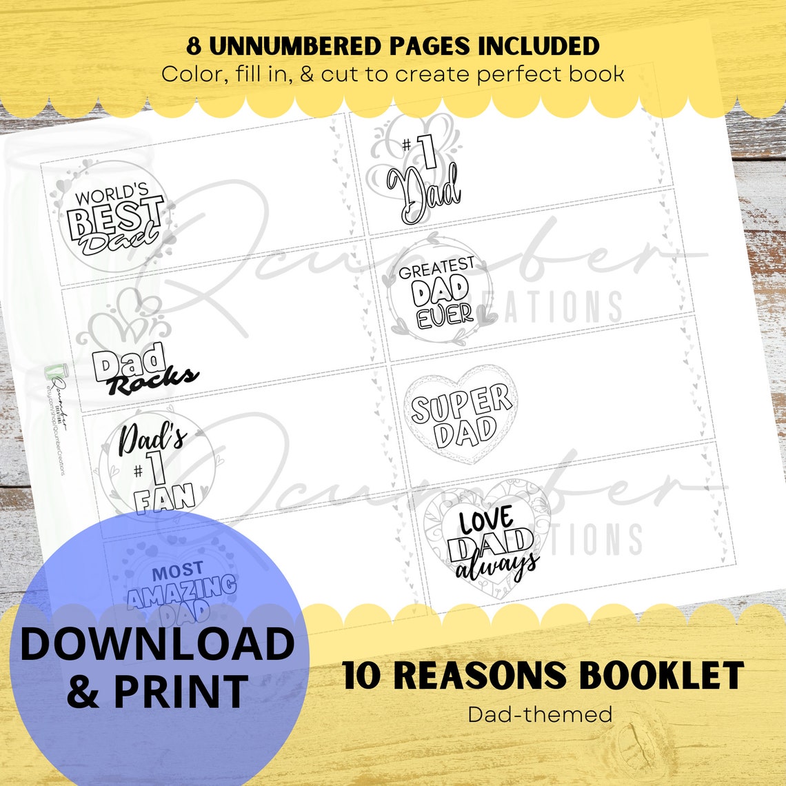 10 Reasons Why I Love You Dad Booklet Coloring Activity for Kids Gift ...