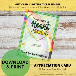 Appreciation Card | St. Patrick's Day | Heart of Gold | Greeting Card ...