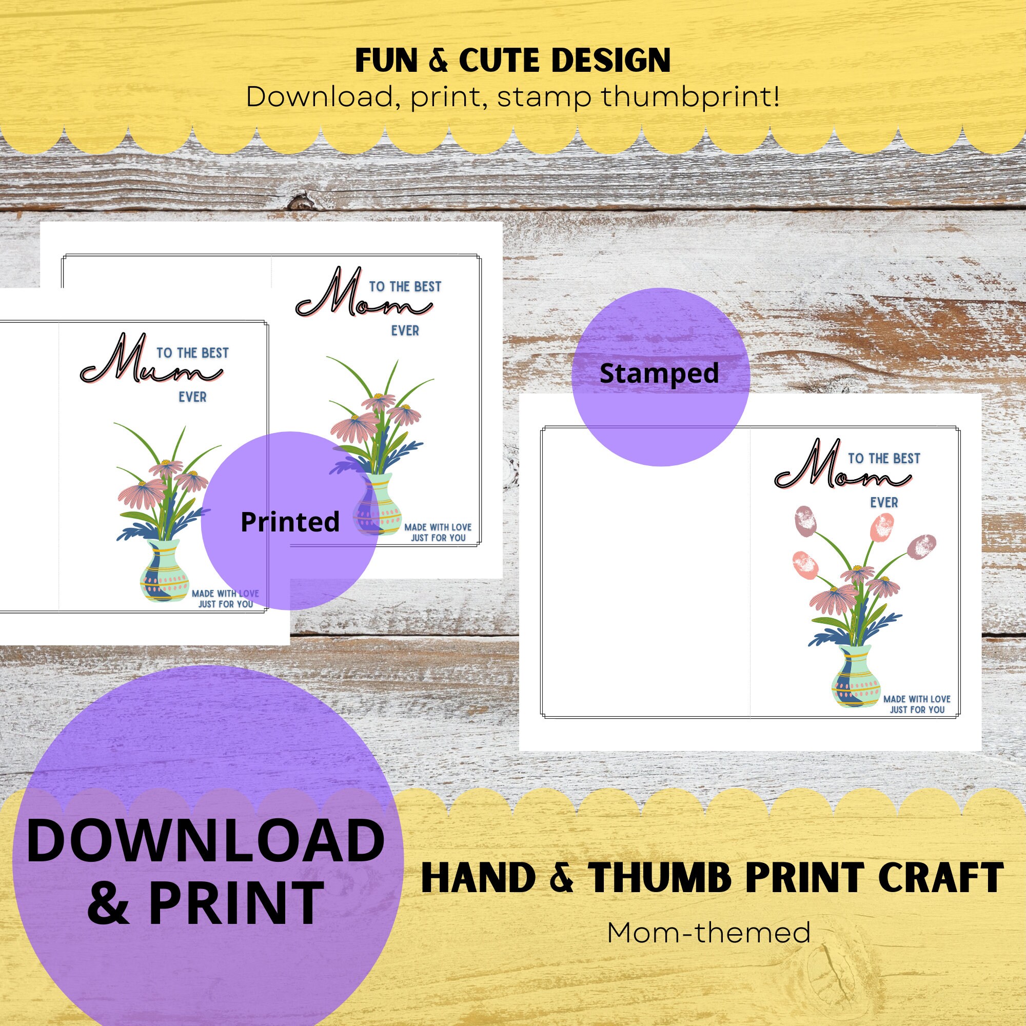 Kids Hand & Thumb Print Craft for Mom | to the Best Mom Ever | Gift for ...