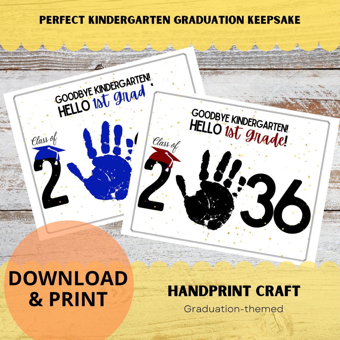 Kindergarten Graduation Handprint Kids Craft Class of 2036 Keepsake ...