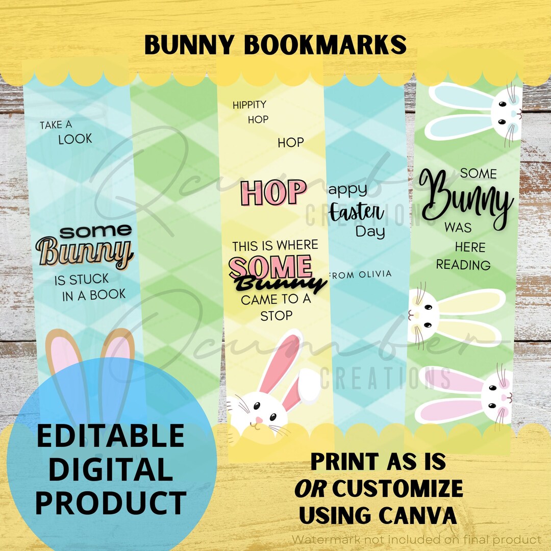 Bunny Bookmarks | Easter Bookmarks | Optional Matching Backside ...