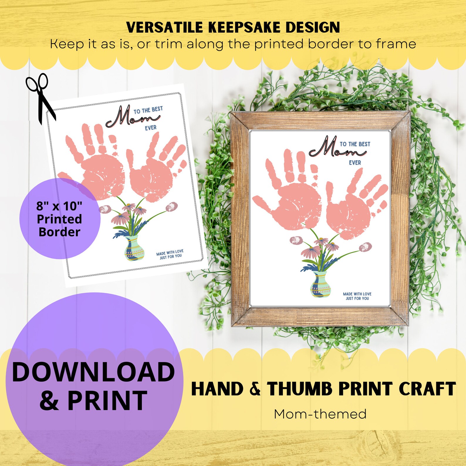 Kids Hand & Thumb Print Craft for Mom | to the Best Mom Ever | Gift for ...