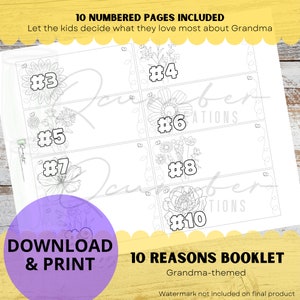 10 Reasons Why I Love You Grandma Booklet | Coloring Activity for Kids ...