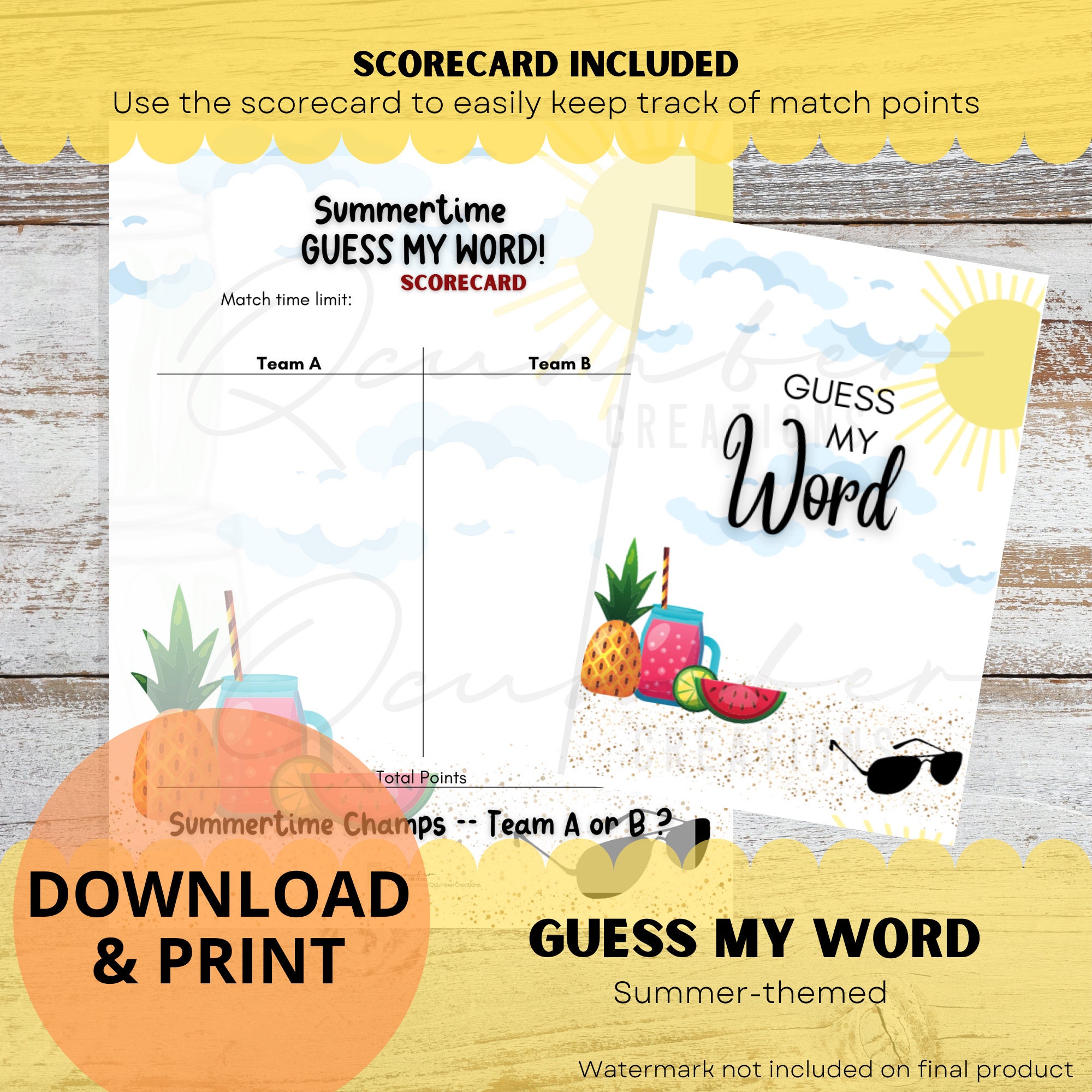 Summertime Guess My Word Game | Taboo Game With Seasonal Twist | 45 ...